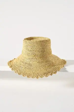 Anthropologie By Anthropologie Raffia Boater Hat Yellow