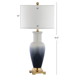 JONATHAN Y Dip Dye 31.5" Ceramic Led Table Lamp - White/navy