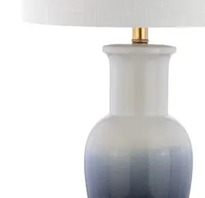JONATHAN Y Dip Dye 31.5" Ceramic Led Table Lamp - White/navy