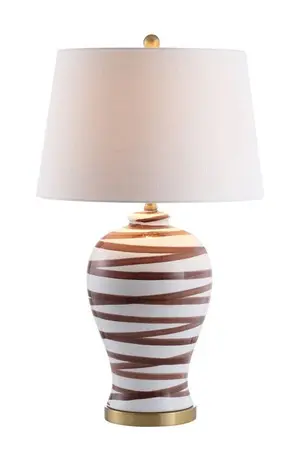 JONATHAN Y Joelie 29" Ceramic Led Table Lamp - Brown/white