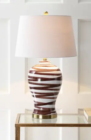JONATHAN Y Joelie 29" Ceramic Led Table Lamp - Brown/white