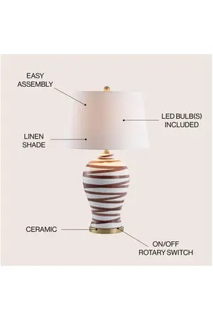 JONATHAN Y Joelie 29" Ceramic Led Table Lamp - Brown/white