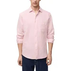 Mango Classic Fit Linen & Cotton Button-up Shirt Pastel Pink