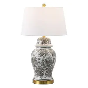 JONATHAN Y Ellis Chinoiserie Ceramic Led Table Lamp Gray/white