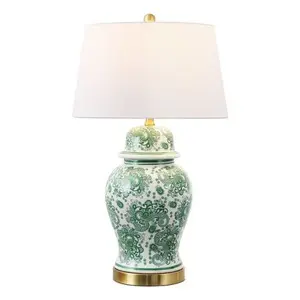 JONATHAN Y Ellis Chinoiserie Ceramic Led Table Lamp - Green/white