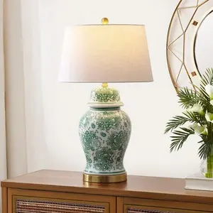 JONATHAN Y Ellis Chinoiserie Ceramic Led Table Lamp - Green/white