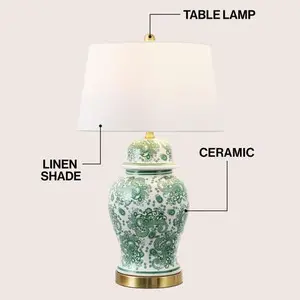 JONATHAN Y Ellis Chinoiserie Ceramic Led Table Lamp - Green/white