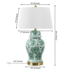 JONATHAN Y Ellis Chinoiserie Ceramic Led Table Lamp - Green/white
