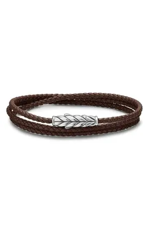 David Yurman Sterling And Leather Bracelet - Brown