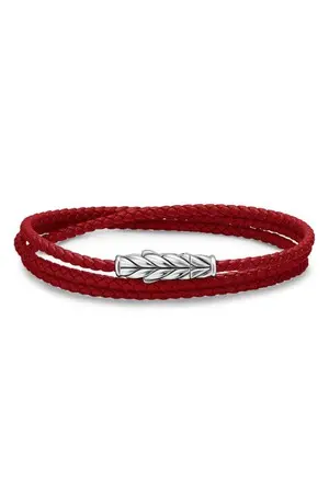 David Yurman Sterling And Leather Bracelet - Red