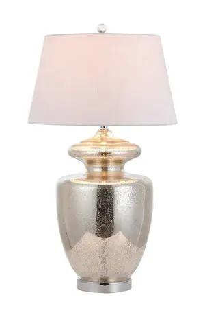 JONATHAN Y Hughes 31" Glass Led Table Lamp - Mercury Silver/ivory