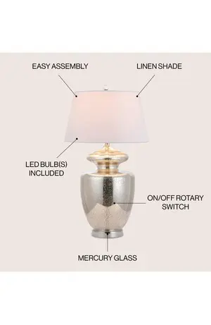 JONATHAN Y Hughes 31" Glass Led Table Lamp