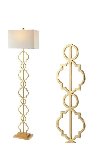 JONATHAN Y Selina 64.5" Transitional Glam Iron Ogee Trellis Led Floor Lamp - Gold Painting