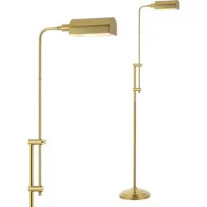 JONATHAN Y Zinnia 63" Industrial Minimalist Height-adjustable Iron Pharmacy Led Floor Lamp - Brass Gold