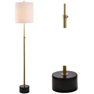 JONATHAN Y Crosby 66" Adjustable Height Metal Led Floor Lamp - Brass Gold/black