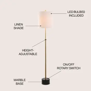 JONATHAN Y Crosby 66" Adjustable Height Metal Led Floor Lamp