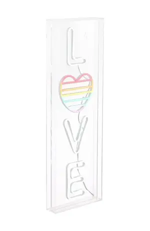 JONATHAN Y Love 8" X 24" Contemporary Glam Acrylic Box Usb Operated Led Neon Light - White/rainbow