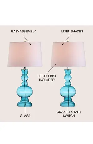 JONATHAN Y Genie 28.5" Glass Led Table Lamp - Aqua