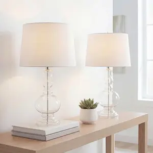 JONATHAN Y Genie 28.5" Glass Led Table Lamp - Clear