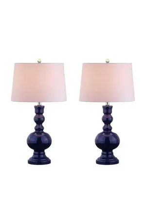 JONATHAN Y Genie 28.5" Glass Led Table Lamp - Navy