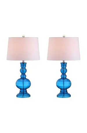 JONATHAN Y Genie 28.5" Glass Led Table Lamp - Night Blue