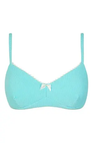 SWIM SYSTEMS Pom Pom Annalee Underwire Bikini Top - Aqua Haze Rib