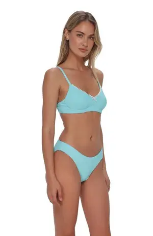 SWIM SYSTEMS Pom Pom Annalee Underwire Bikini Top - Aqua Haze Rib