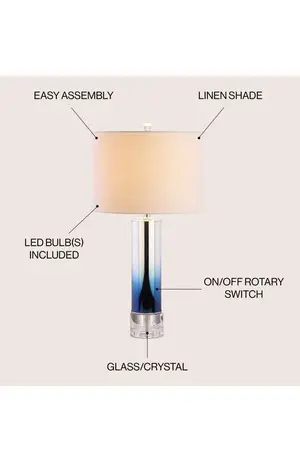 JONATHAN Y Edward 27" Glass /crystal Led Table Lamp - Blue