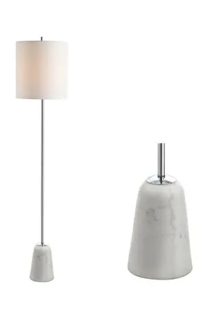 JONATHAN Y Lincoln 62.5" Marble/metal Led Floor Lamp - Chrome