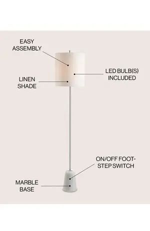 JONATHAN Y Lincoln 62.5" Marble/metal Led Floor Lamp