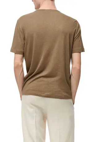 Mango Linen Blend T-shirt - Khaki