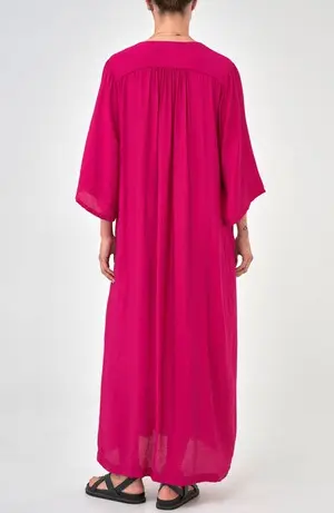 OCEAN+MAIN Caftan With Rouched Front - Fuchsia
