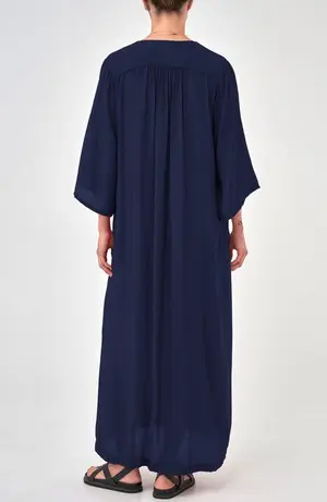 OCEAN+MAIN Caftan With Rouched Front - Navy