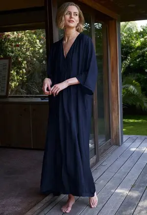 OCEAN+MAIN Caftan With Rouched Front - Navy