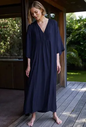 OCEAN+MAIN Caftan With Rouched Front - Navy