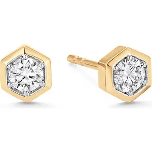 Sara Weinstock Honeycomb Petite Diamond Stud Earrings - Yellow Gold/ Diamond