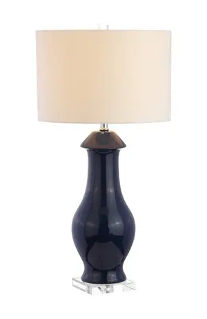JONATHAN Y Liberty 31" Ceramic/crystal Led Table Lamp - Navy/clear