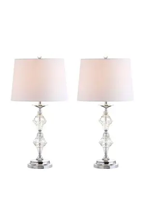 JONATHAN Y Madison 27.5" Crystal Led Table Lamp - Clear/chrome