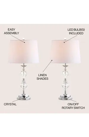 JONATHAN Y Madison 27.5" Crystal Led Table Lamp