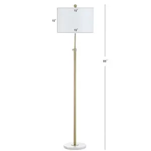 JONATHAN Y June 65" Adjustable Metal/marble Led Floor Lamp - Brass Gold/white
