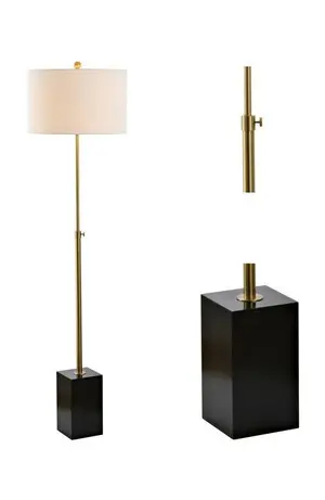JONATHAN Y Lafayette 65" Adjustable Height Led Floor Lamp - Brass Gold/black