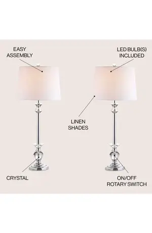 JONATHAN Y Elizabeth 33" Crystal/metal Led Table Lamp