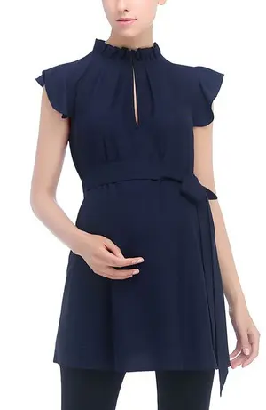 KIMI + KAI Karlena Flutter Sleeve Maternity Top - Navy