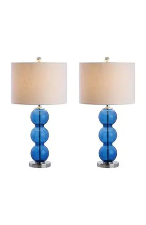 JONATHAN Y Bella 27" Glass Triple-sphere Led Table Lamp - Cobalt Blue