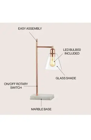 JONATHAN Y Lorena 22.25" Modern Glam Metal/marble Led Table Lamp