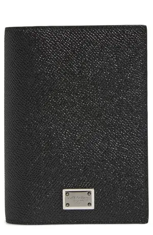 Dolce & Gabbana Logo Plaque Leather Passport Holder - Black