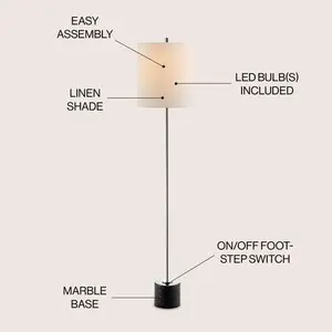 JONATHAN Y Levitt 60.5" Marble/metal Led Floor Lamp