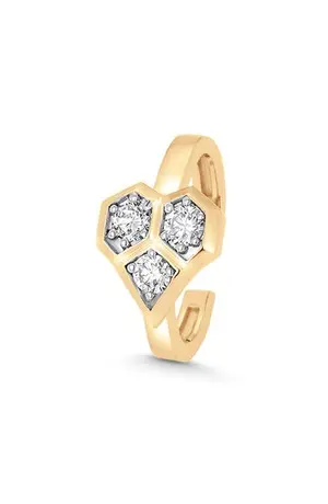 Sara Weinstock Honeycomb Heart Single Ear Cuff - Yellow Gold/ Diamond