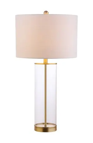 JONATHAN Y Collins 29.25" Glass Led Table Lamp - Clear/brass Gold