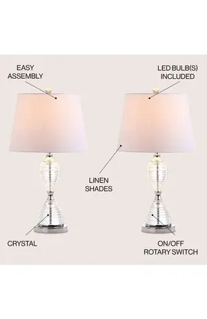 JONATHAN Y Aubrey 24" Crystal Led Table Lamp